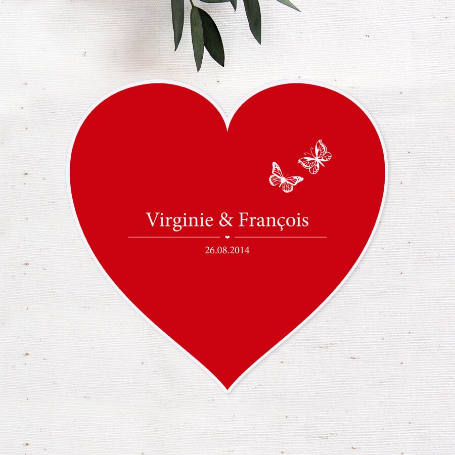 Faire-part mariage cœur rouge - Mariage | Tadaaz