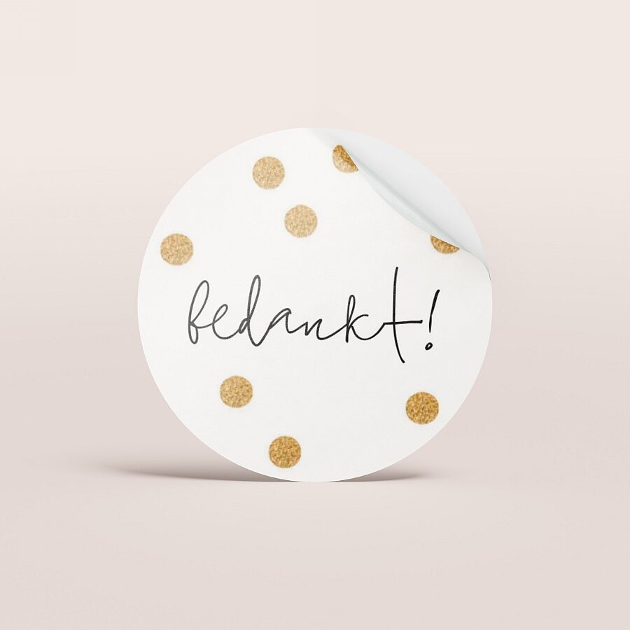 Ronde sticker bedankt met glitterbollen klein (4,4cm) - Feest | Tadaaz